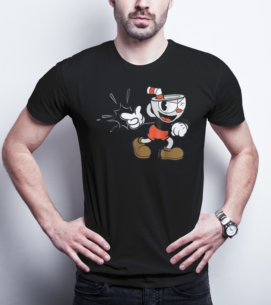 Cuphead Classic Wink Finger Snap Clap Iconic Pose T-Shirt