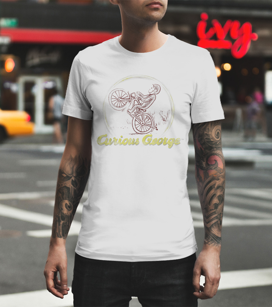 Curious George Bicycle Ride Classic Circle T-Shirt
