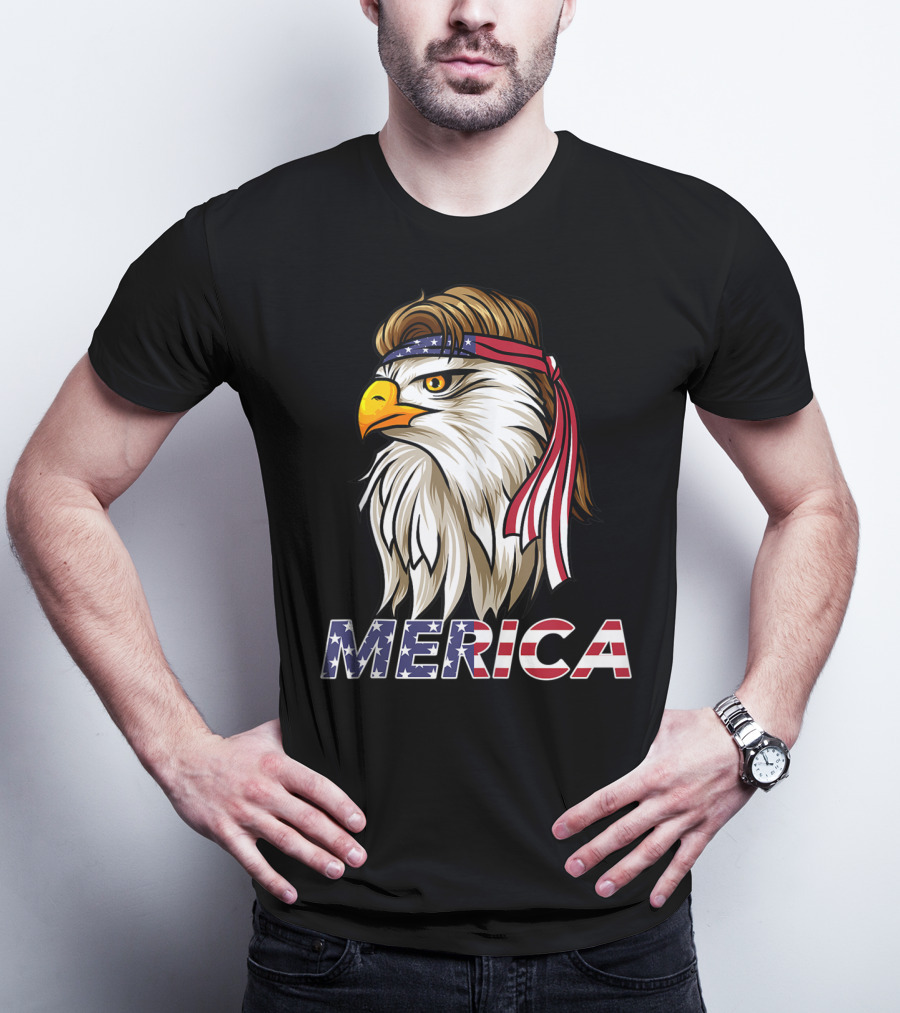 Bald Eagle Mullet Bandana Merica USA T-Shirt