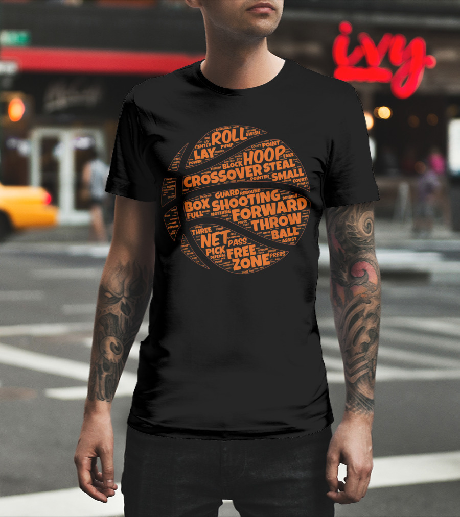 Basketball Sayings Typography In Orange Featuring Crossover Hoop Forward Play T-Shirt