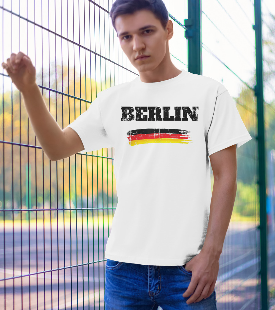 Berlin Germany Black Red Gold Flag Brushstroke T-Shirt