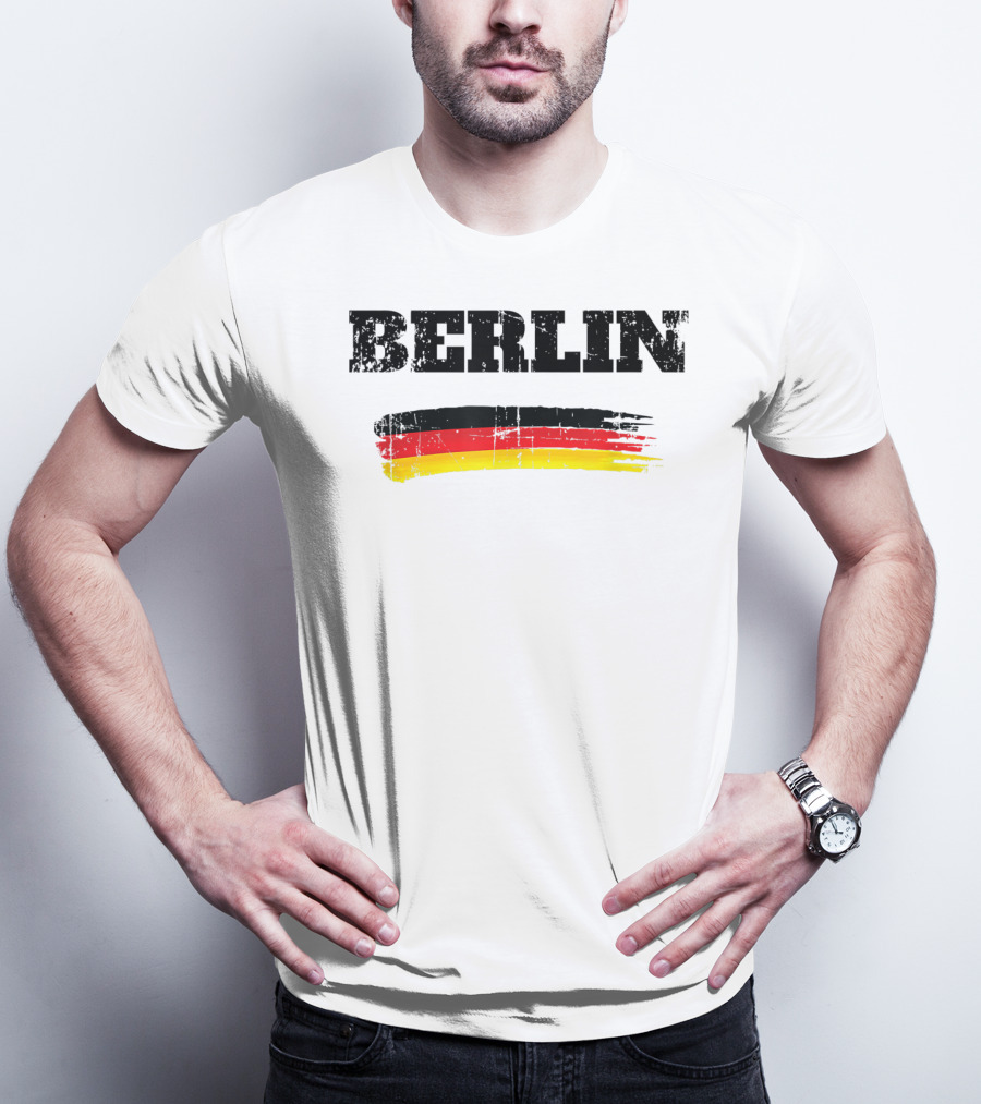 Berlin Germany Black Red Gold Flag Brushstroke T-Shirt
