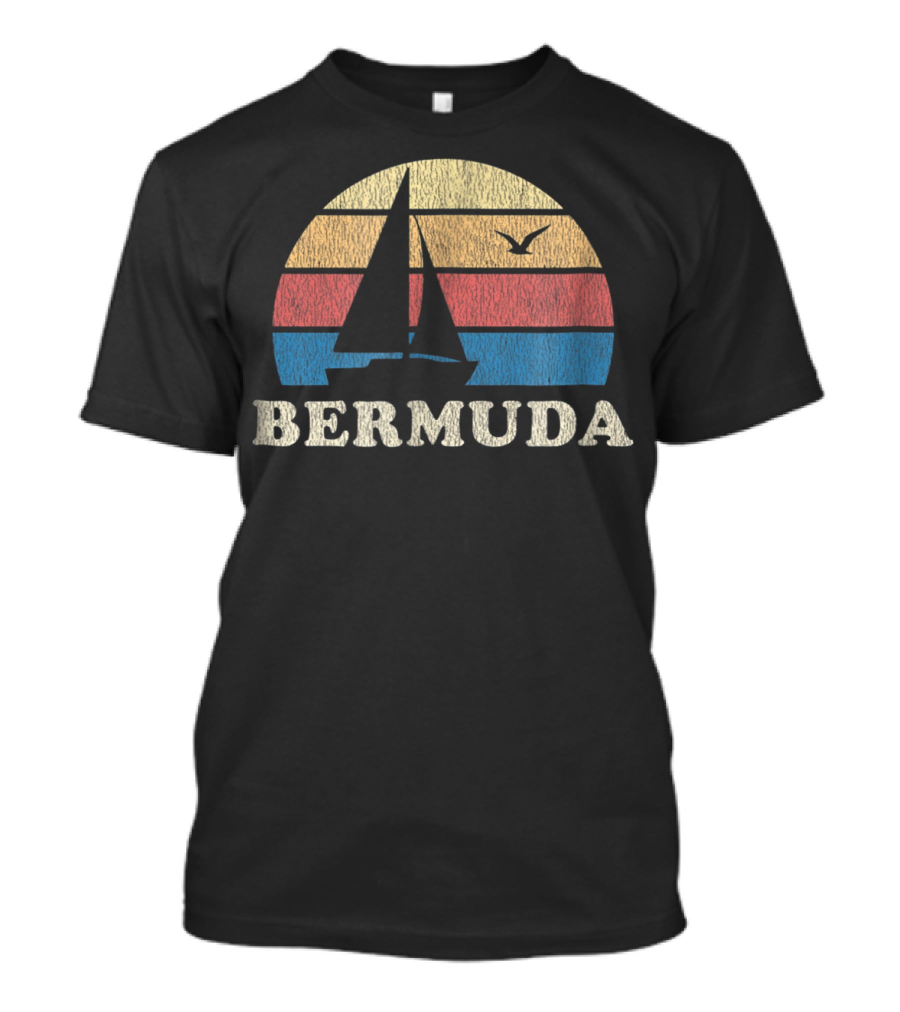Bermuda 70s Vintage Sailboat Sunset Throwback T-Shirt