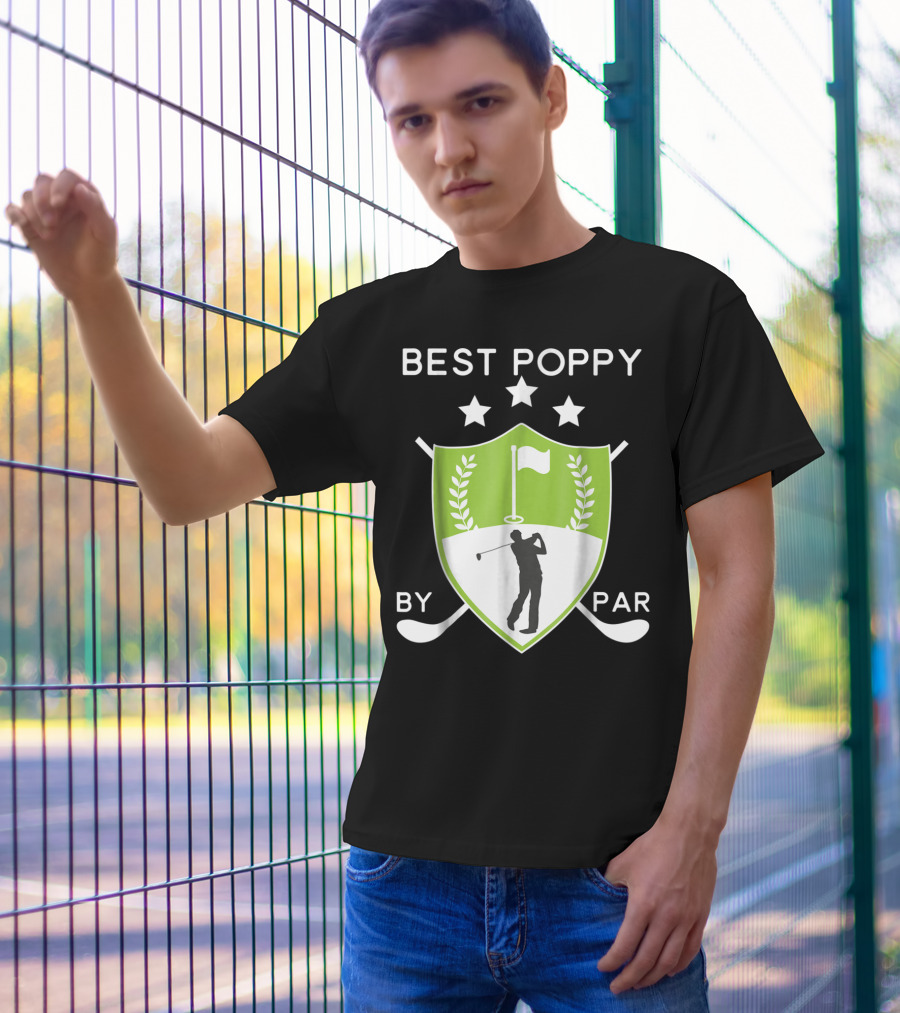 Best Poppy By Par Golf Golfer Crest Shield T-Shirt