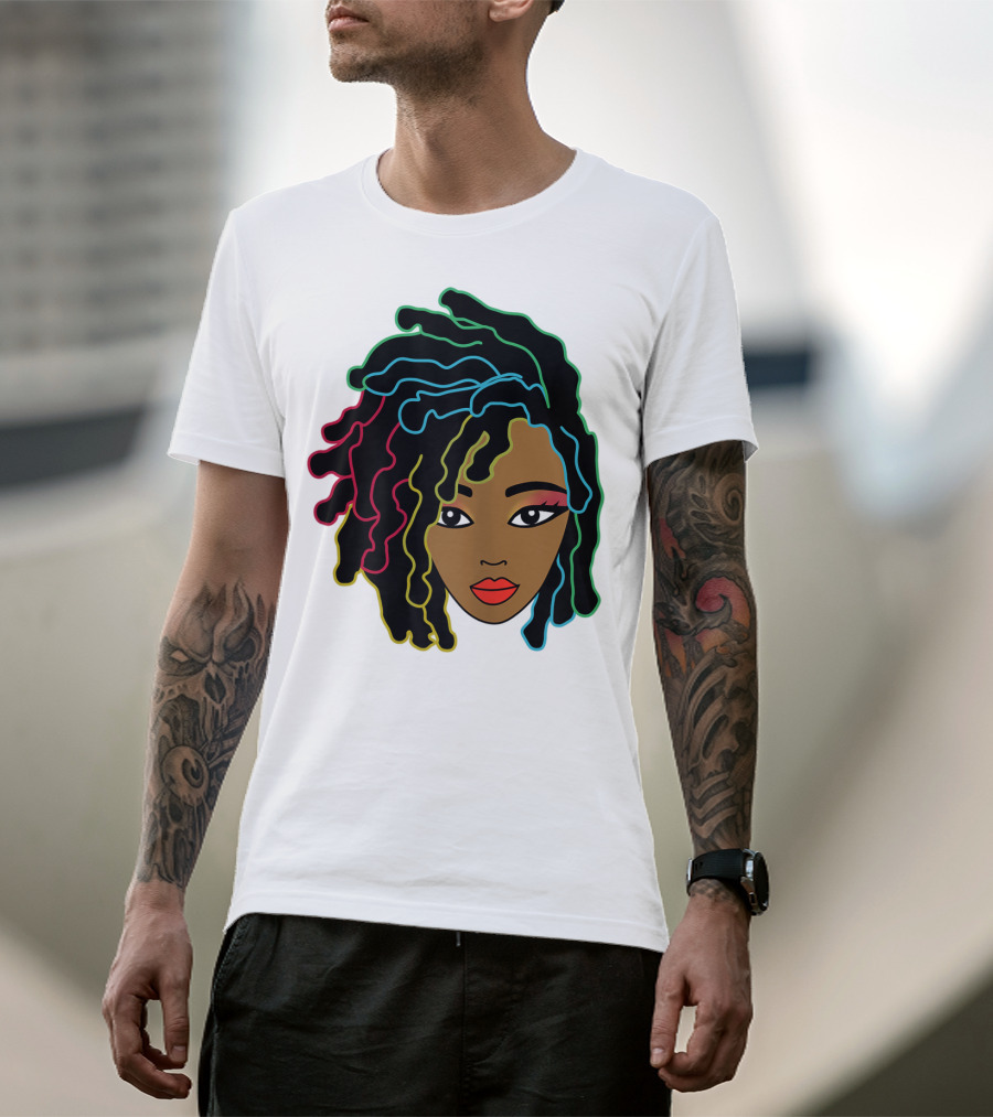 Black Girl With Colorful Locs Hair Pride T-Shirt