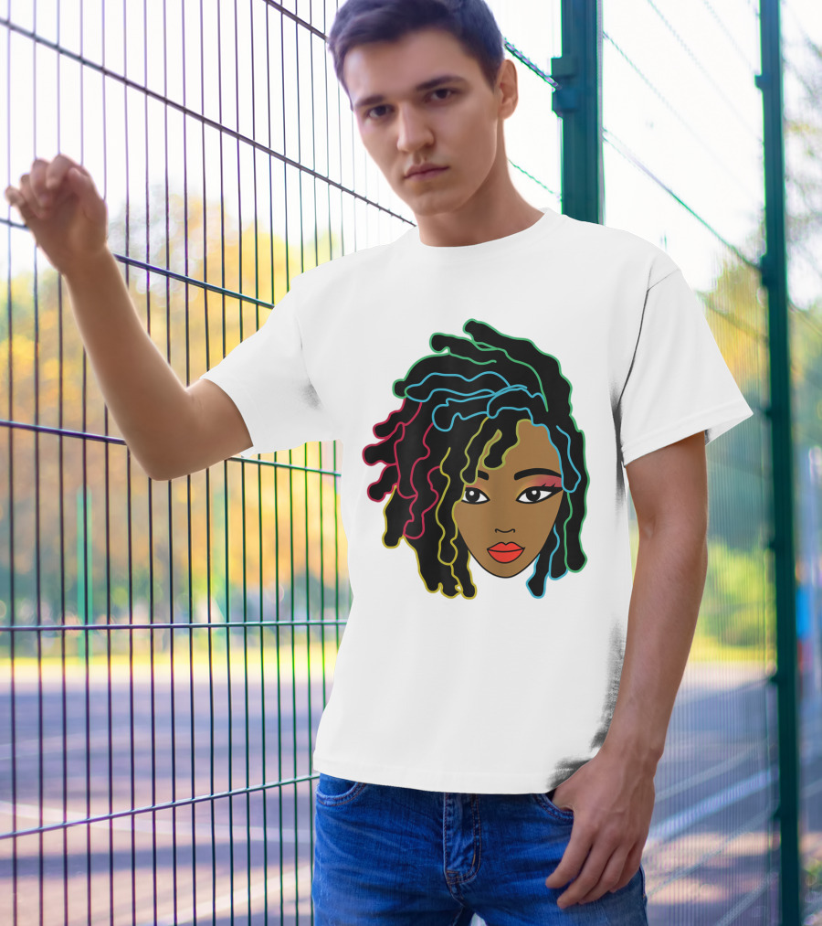 Black Girl With Colorful Locs Hair Pride T-Shirt