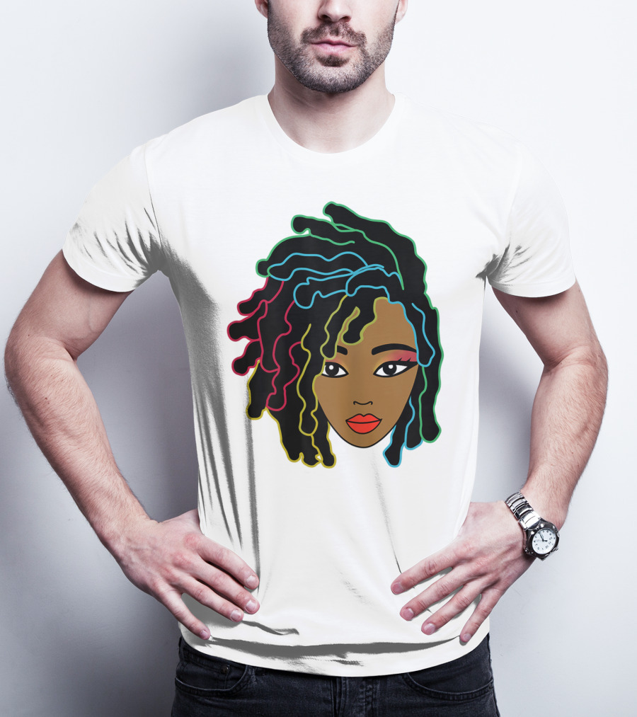 Black Girl With Colorful Locs Hair Pride T-Shirt