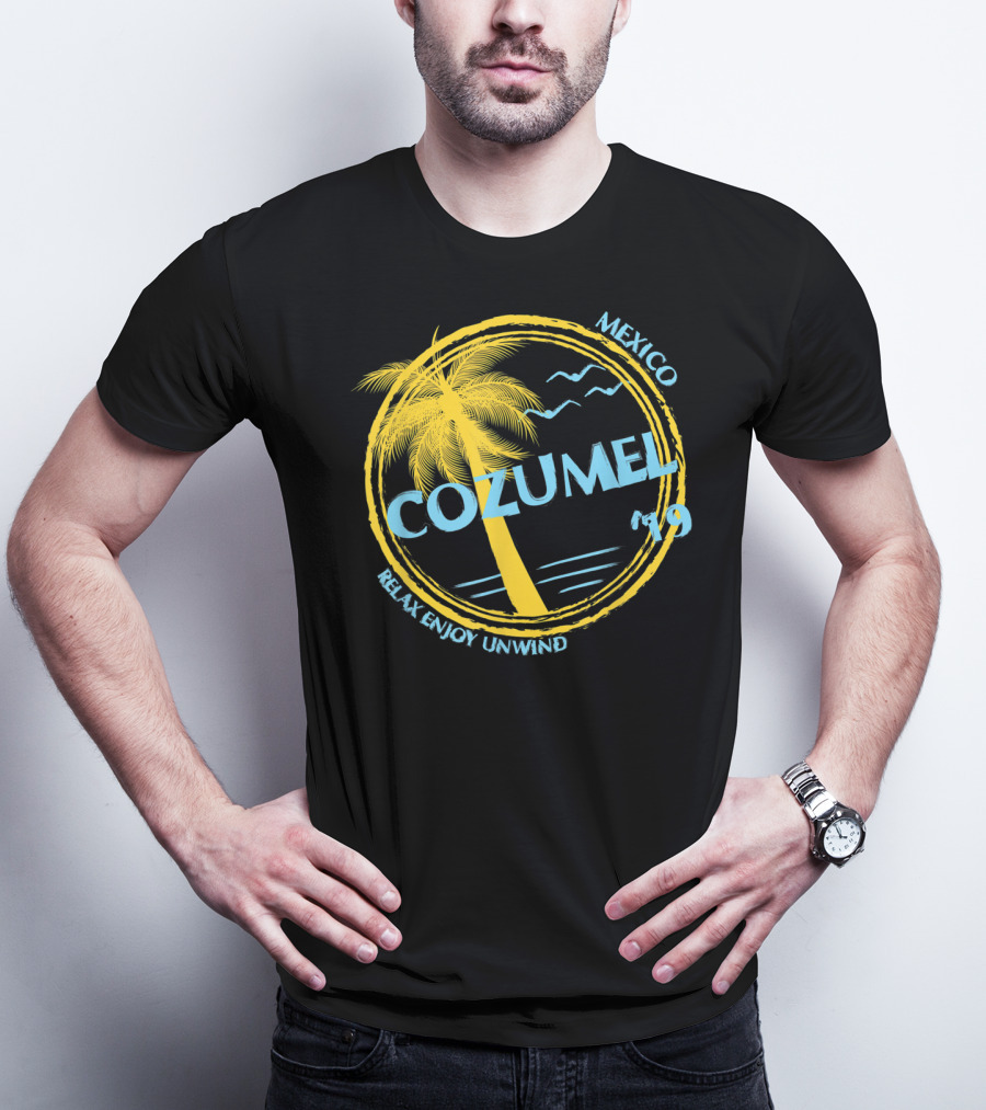 Cozumel Mexico Relax Enjoy Unwind Palm Tree 79 Spring Brea Souvenir T-Shirt