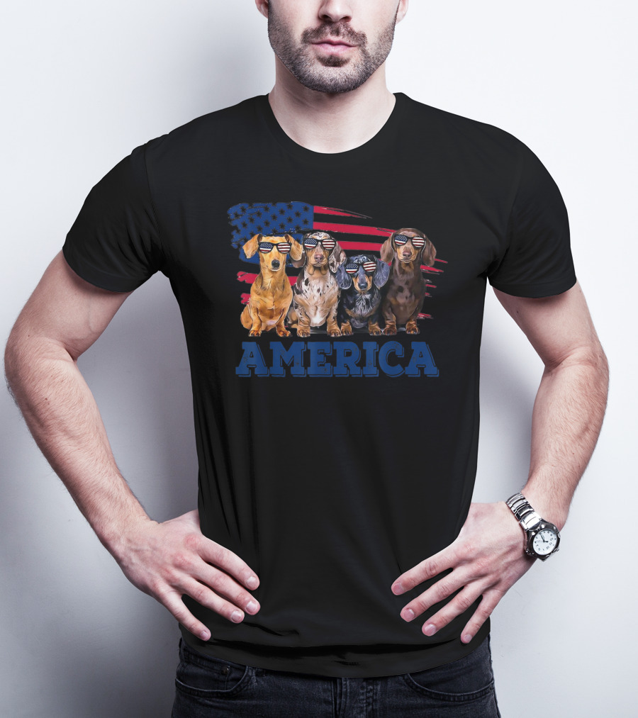 America Dachshund Breed Dog Flag Patriot T-Shirt