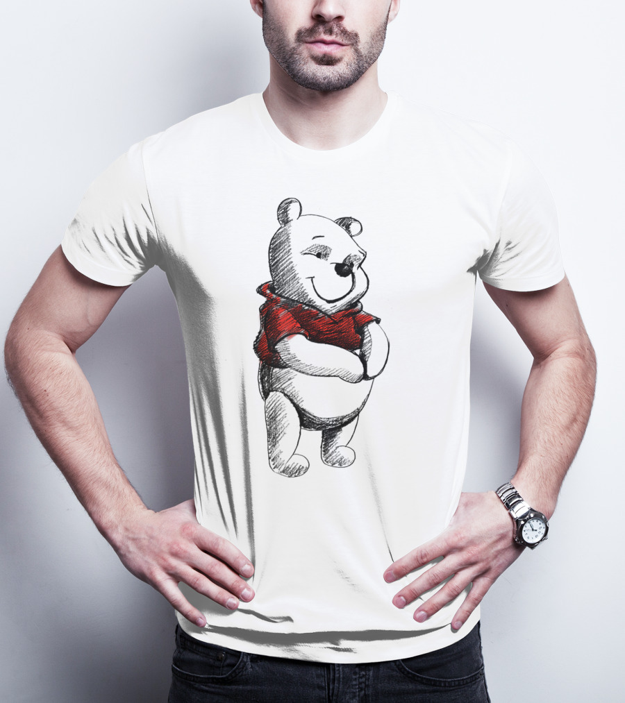 Disney Sketch Of Winnie The Pooh In Red T-Shirt