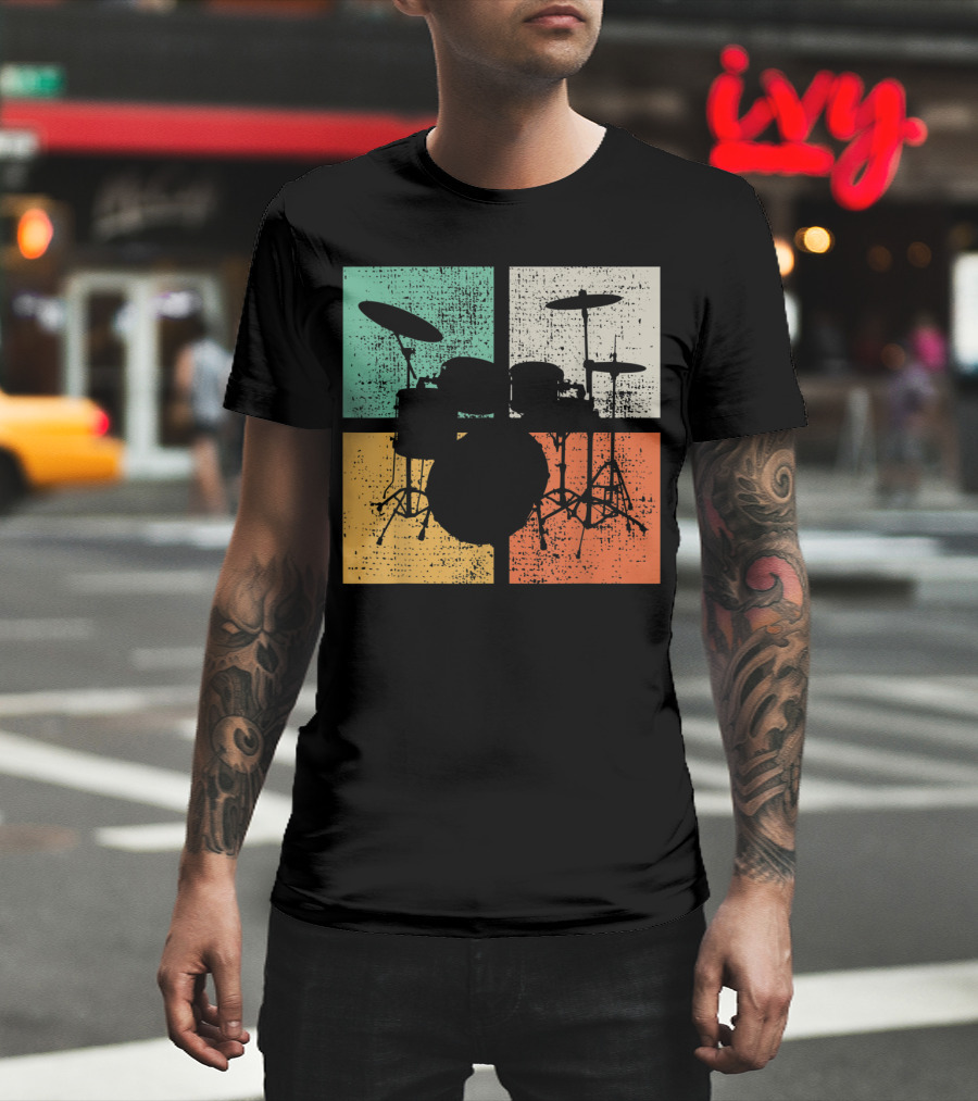 Drummer Drumline Drumset Retro Drum Kit T-Shirt