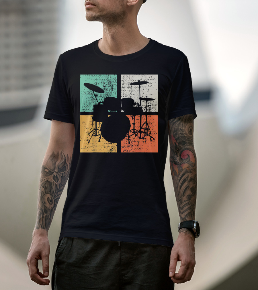 Drummer Drumline Drumset Retro Drum Kit T-Shirt