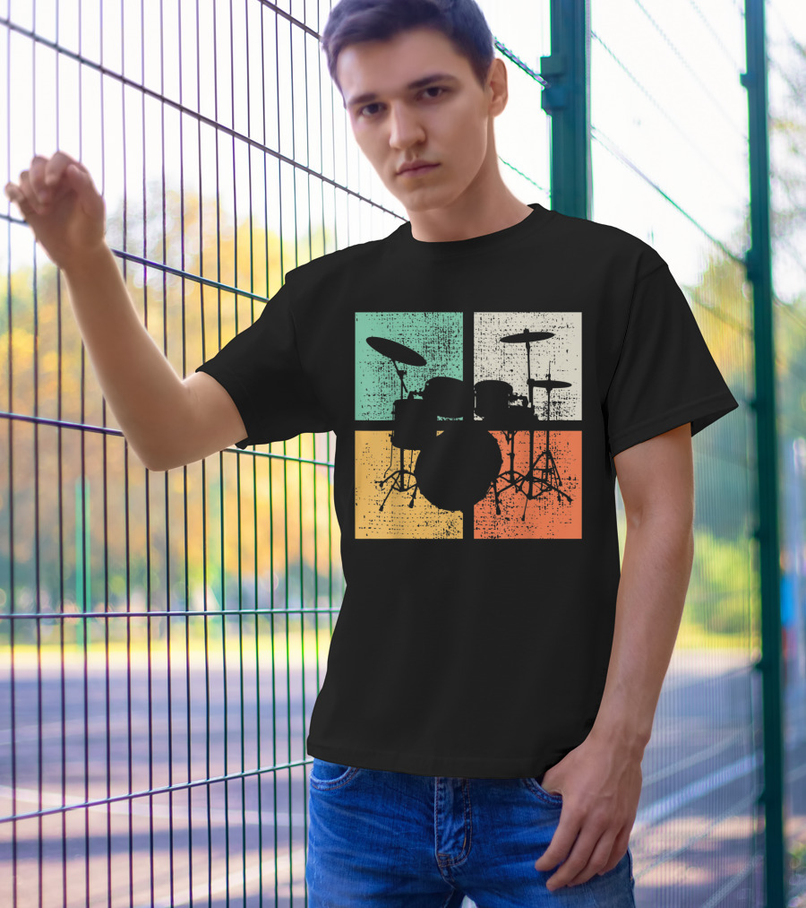 Drummer Drumline Drumset Retro Drum Kit T-Shirt