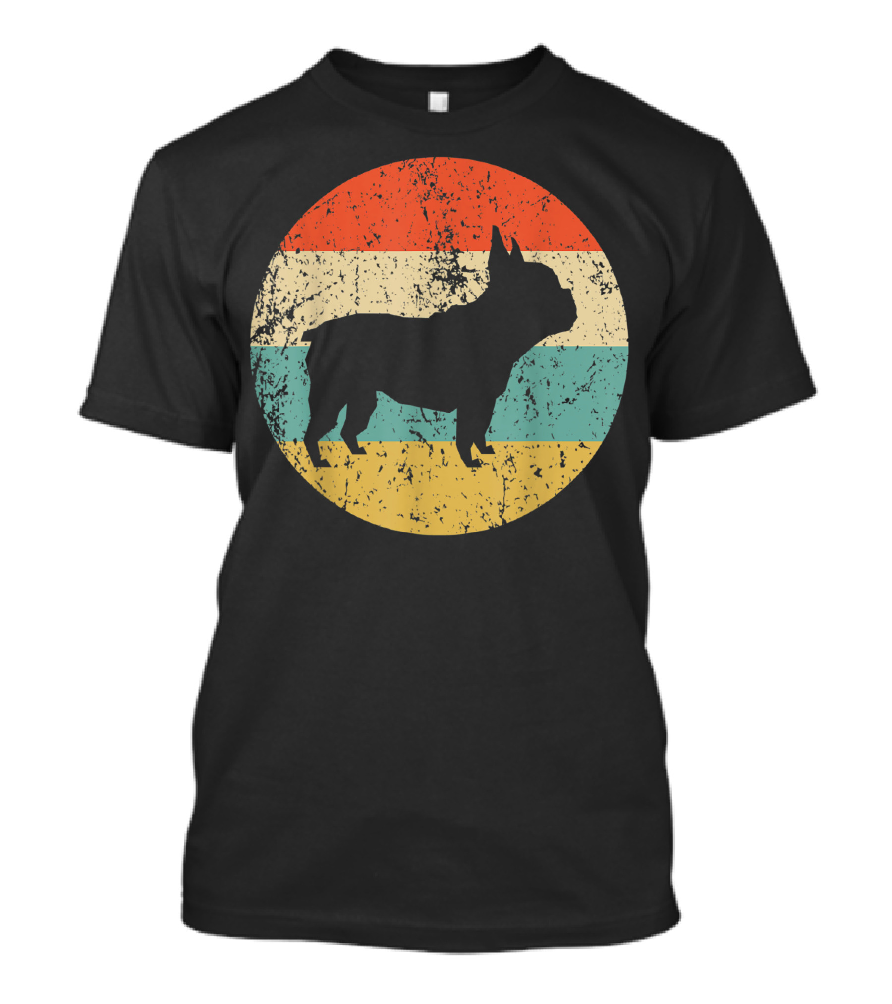 Retro French Bulldog Silhouette Vintage Circle T-Shirt