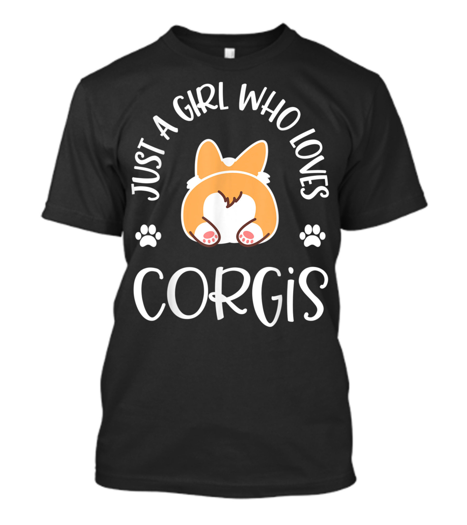 Just A Girl Who Loves Corgis With Cute Dog And Paw Prints T-Shirt
