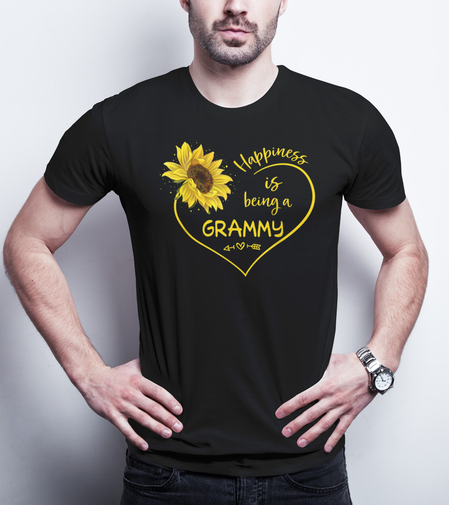 Happiness Is Being A Grammy Sunflower Heart With Arrow T-Shirt