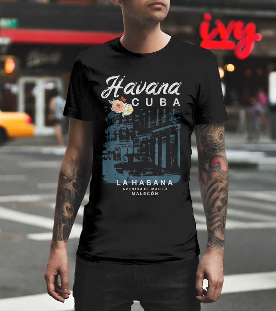 Havana Cuba La Habana Avenida De Maceo Malecón Vintage Travel T-Shirt