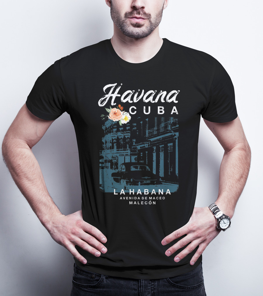 Havana Cuba La Habana Avenida De Maceo Malecón Vintage Travel T-Shirt