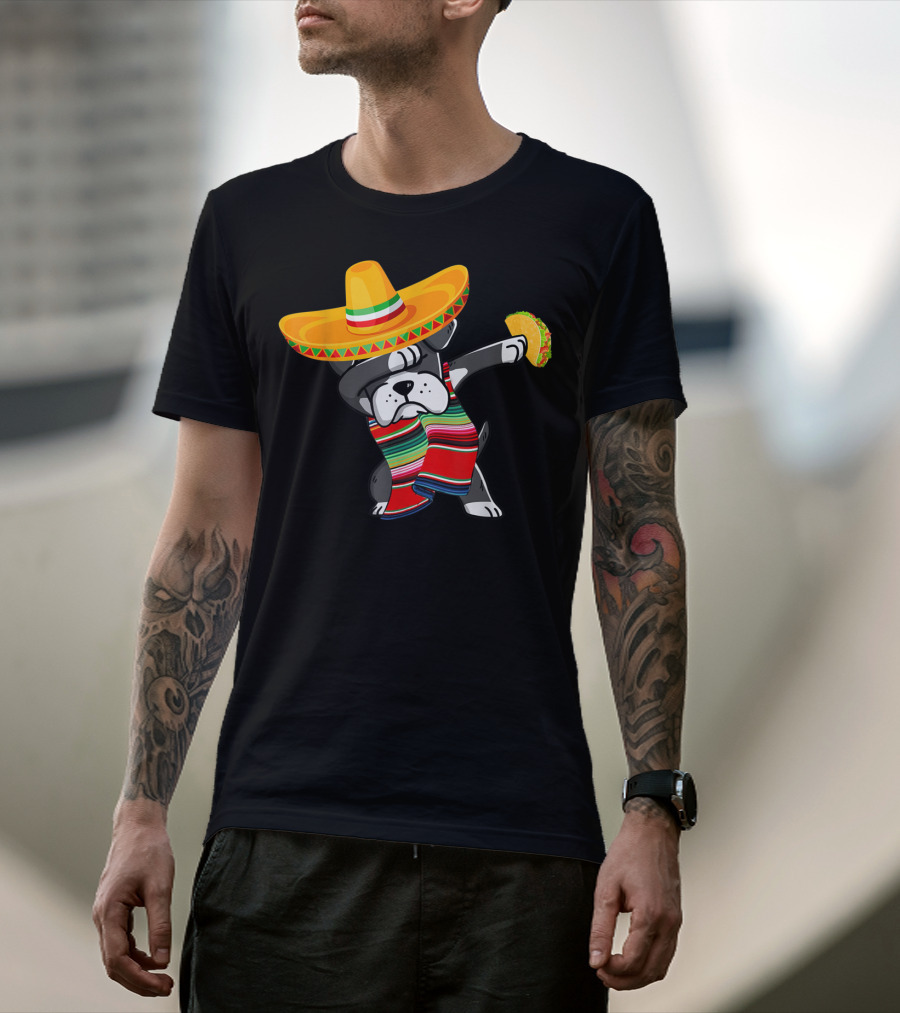 Boxer Dabbing Sombrero Taco Cinco De Mayo Dog T-Shirt