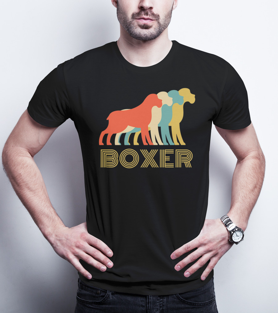 Boxer Dog Breed Vintage Colorful T-Shirt