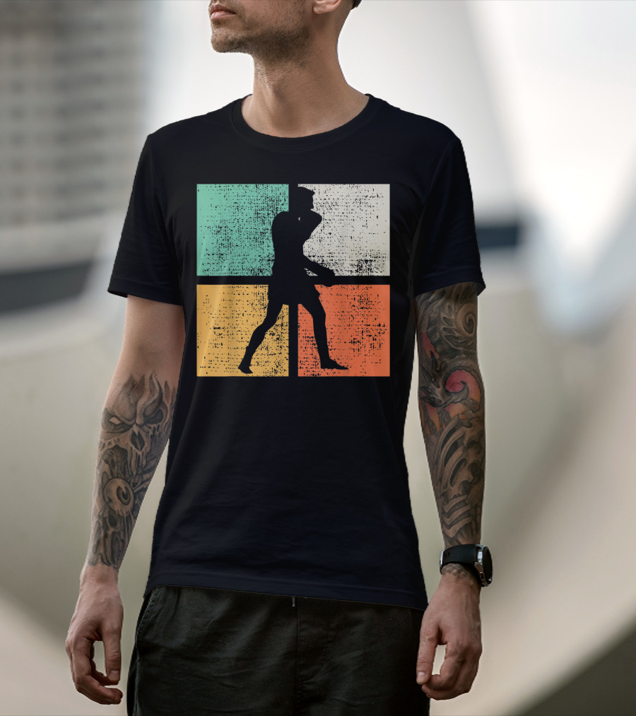 Boxing Boxer Vintage Box Club Silhouette Retro Blocks T-Shirt