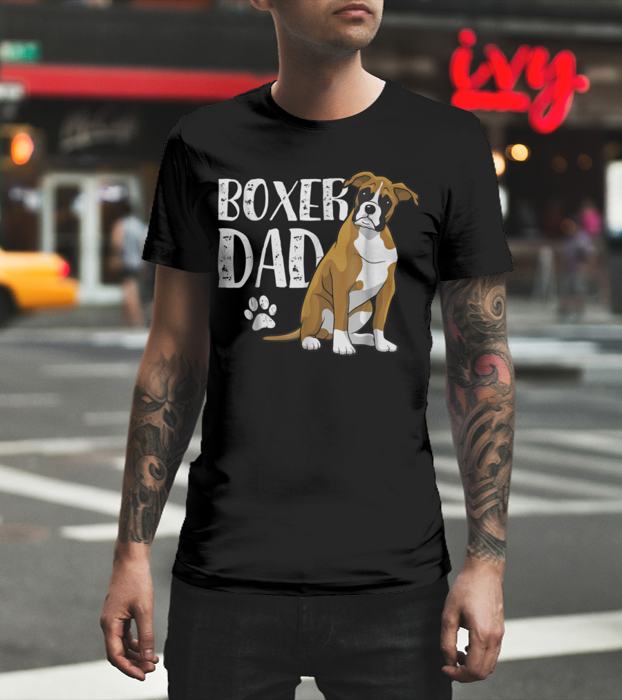 Boxer Dad Dog Paw T-Shirt