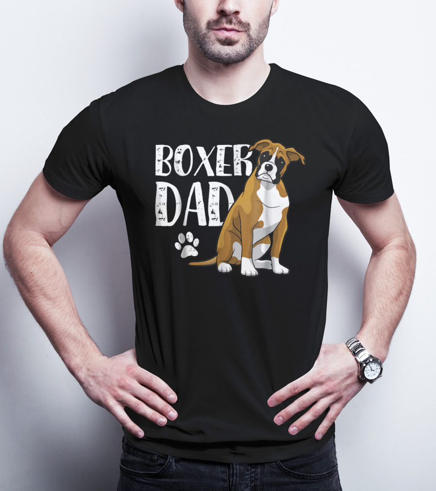 Boxer Dad Dog Paw T-Shirt