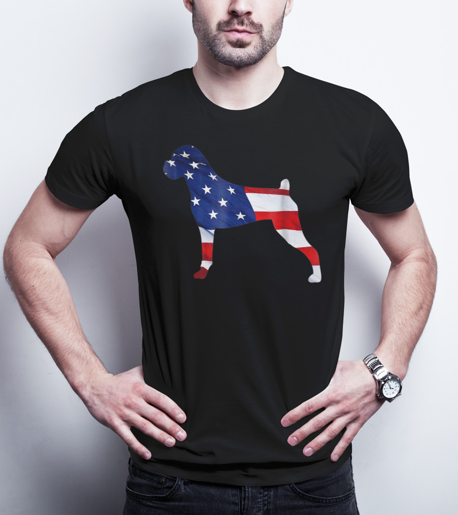 American Flag Boxer Dog Novelty T-Shirt
