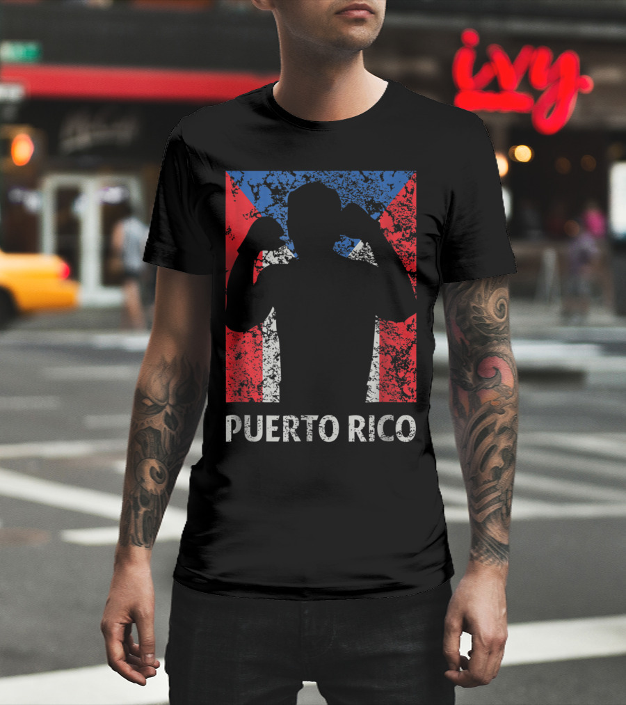 Puerto Rico Flag Boxer Silhouette Pride T-Shirt