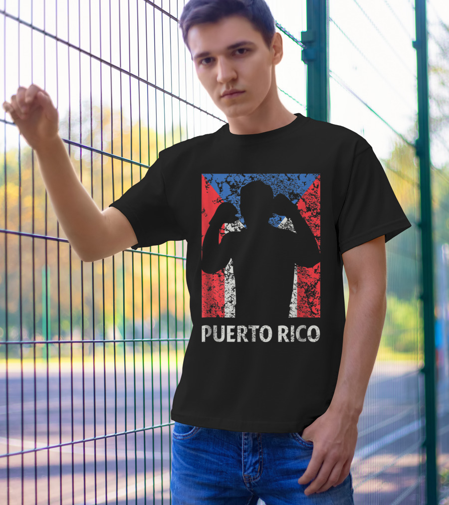 Puerto Rico Flag Boxer Silhouette Pride T-Shirt