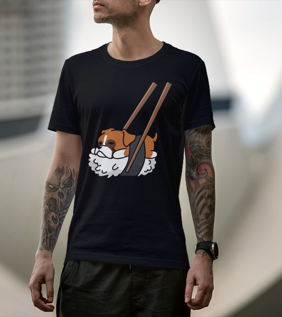 Boxer Dog Sushi With Funny Chopsticks T-Shirt