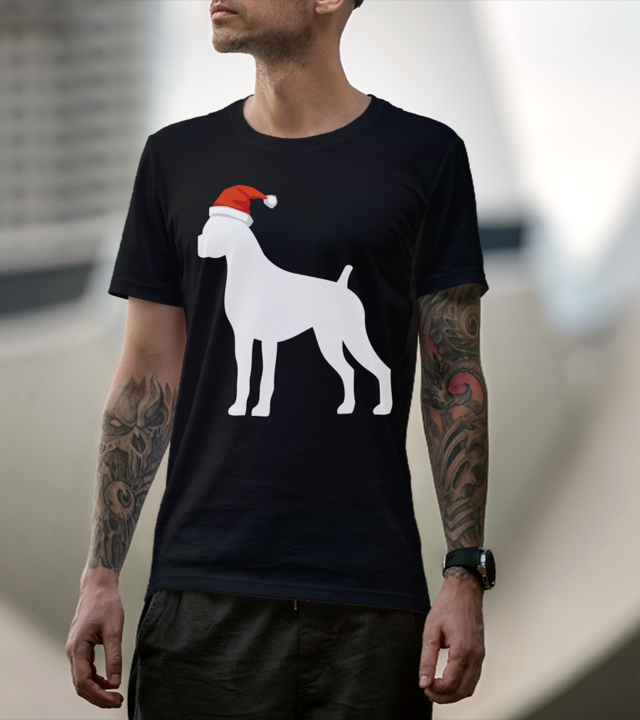 Boxer Dog Wearing Santa Hat Christmas T-Shirt