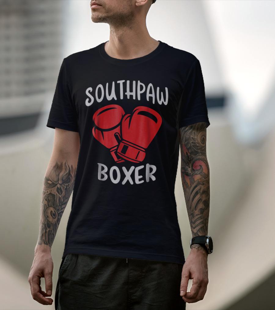 Southpaw Boxer Red Boxing Gloves Left Handed Stance T-Shirt