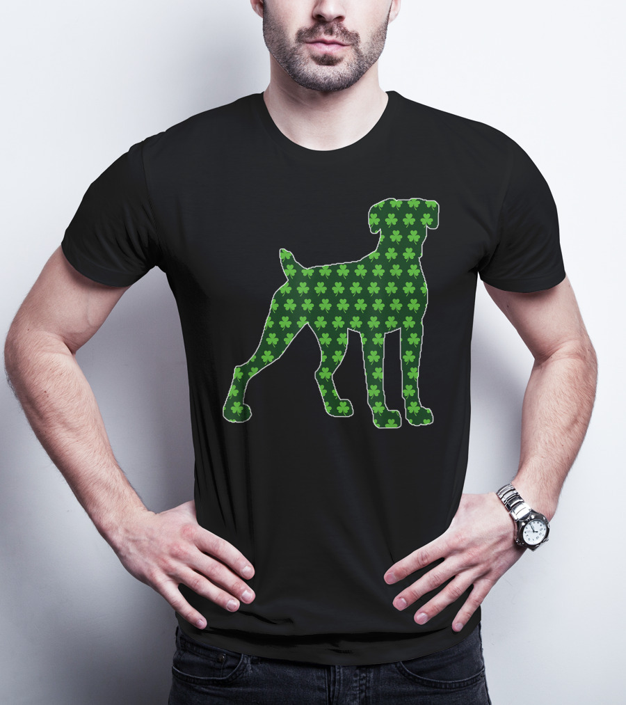 St Patrick's Day Lucky Irish Boxer Dog With Shamrock T-Shirt