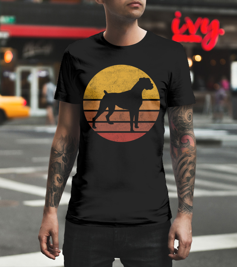 Vintage Sunset Boxer Dog T-Shirt