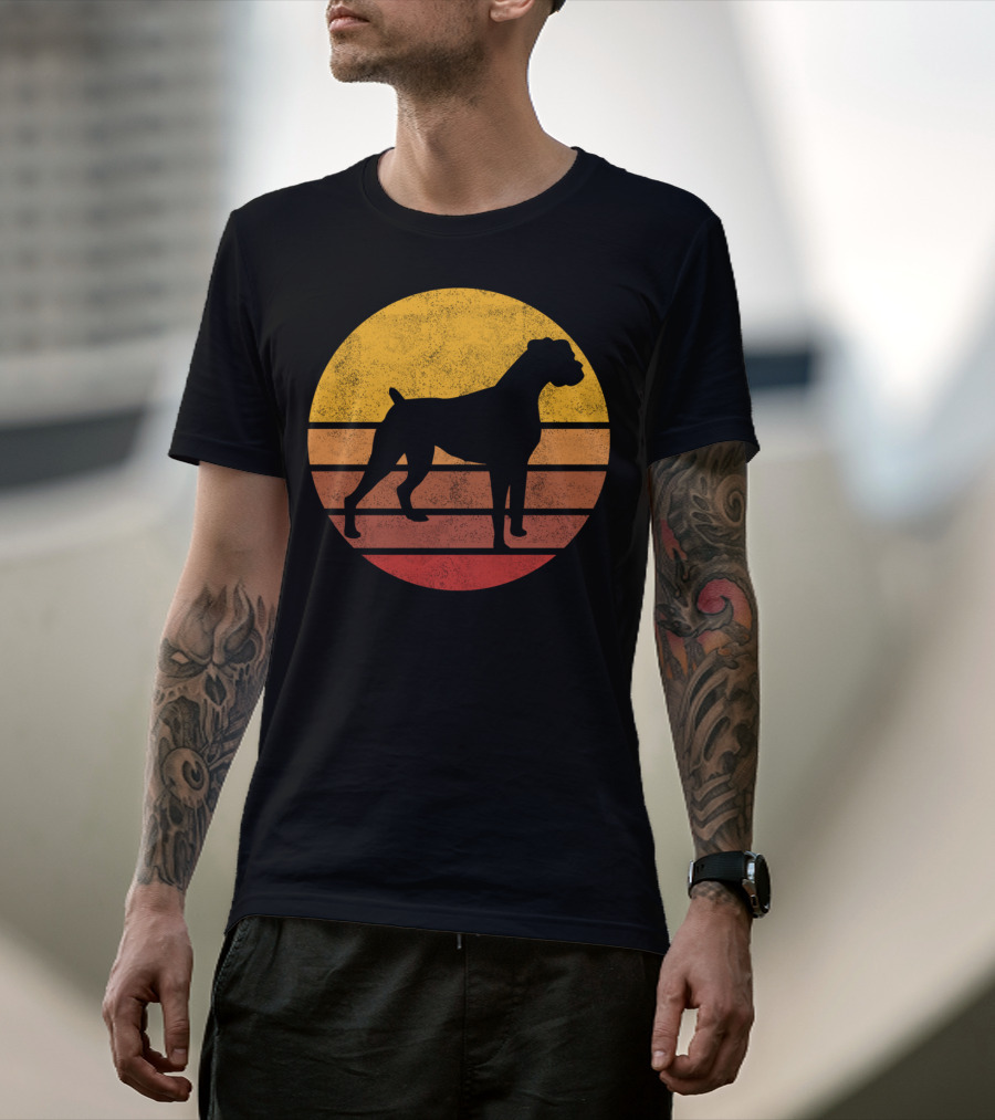 Vintage Sunset Boxer Dog T-Shirt