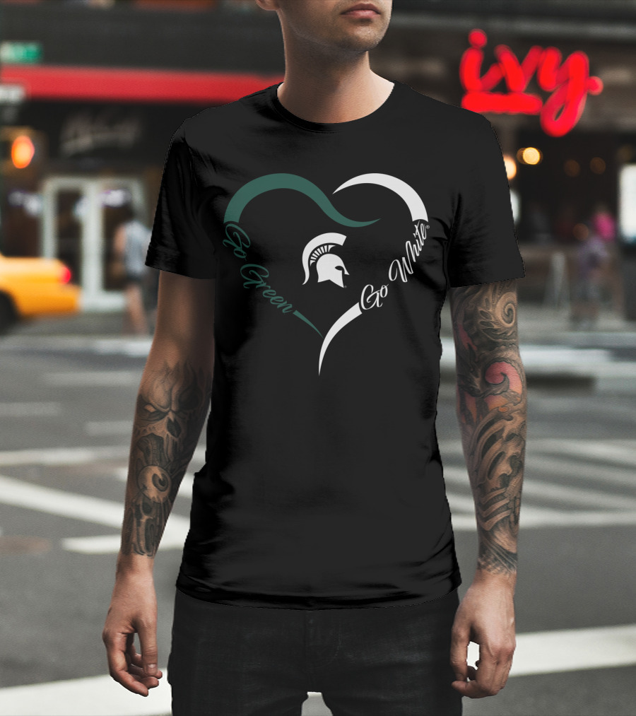 Michigan State Spartans Go Green Go White Heart T-Shirt