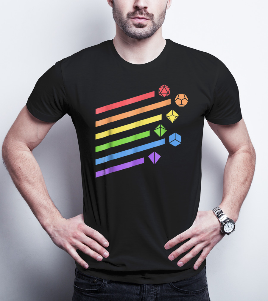 Polyhedral Dice Set Rainbow Colors Minimalist T-Shirt