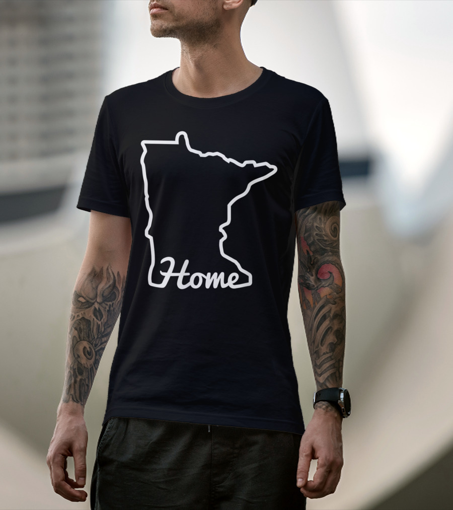 Minnesota Home Map State Outline Native Minnesotan T-Shirt