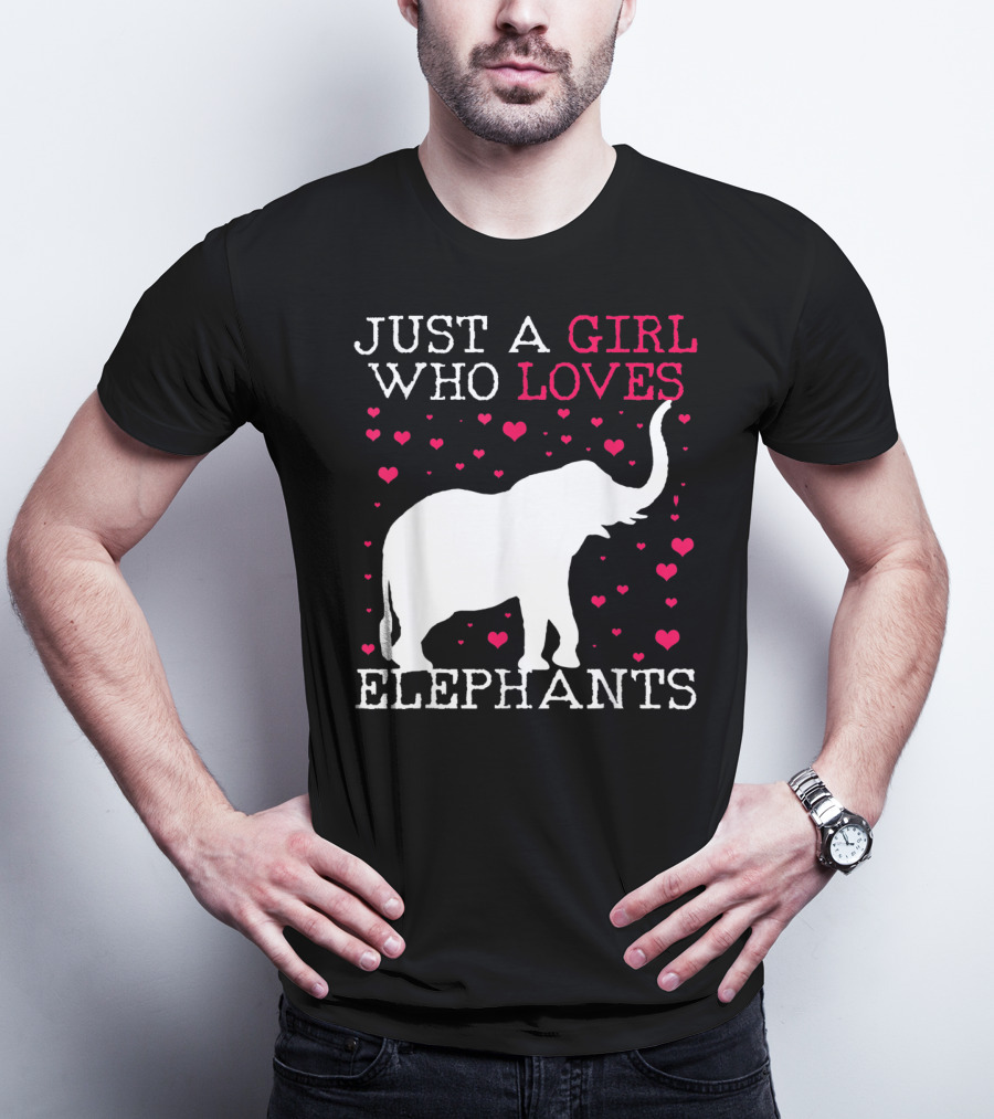 Just A Girl Who Loves Elephants With Heart Graphics T-Shirt