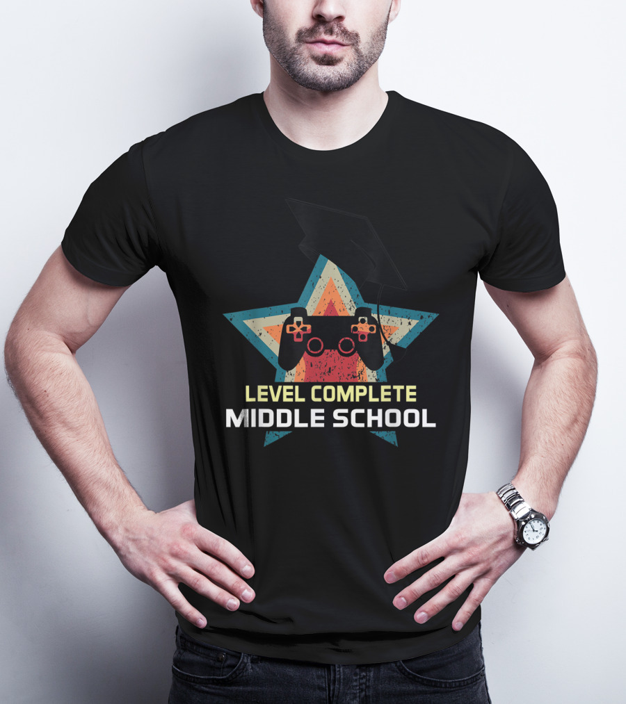 Level Complete Middle School 8th Grade Graduation Junior High Gamer T-Shirt