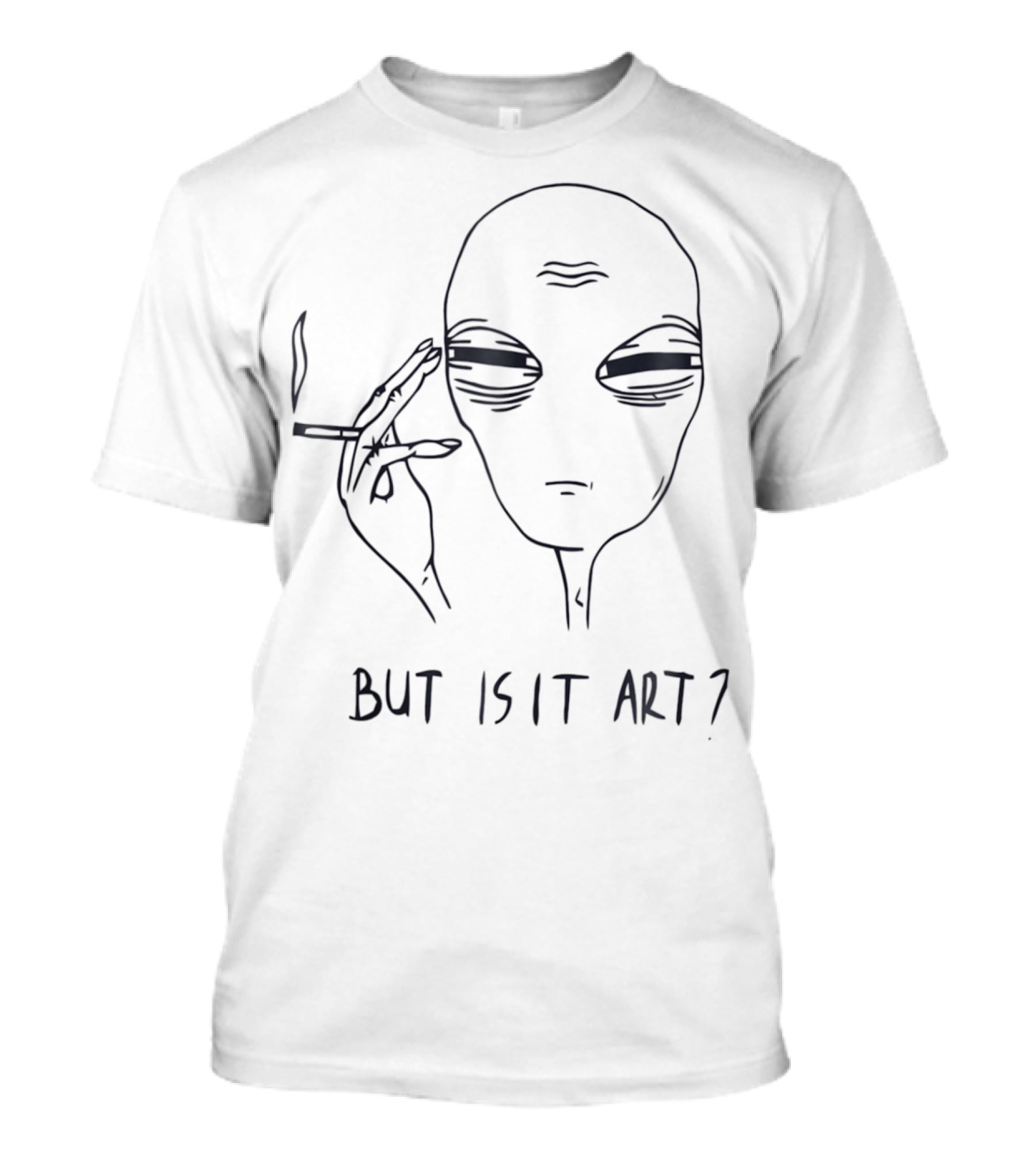 Alien But Is It Art? Smoking Extraterrestrial Sketch T-Shirt