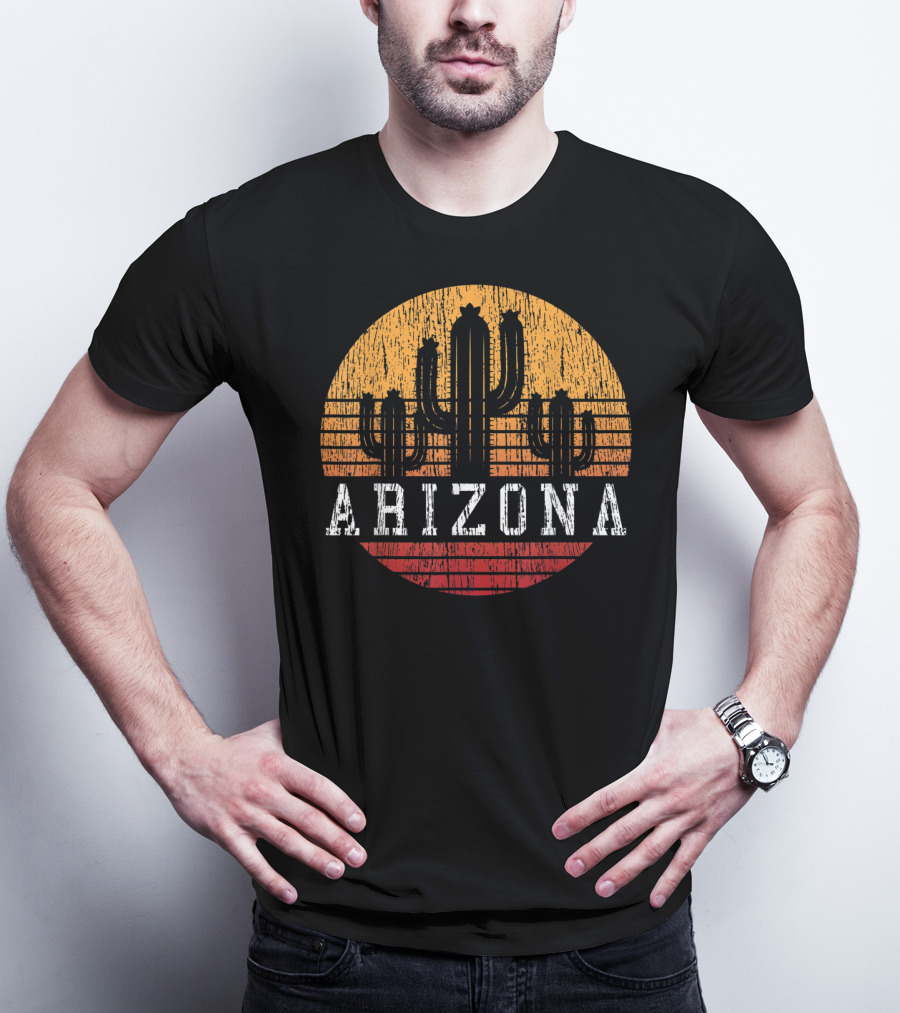 Arizona Vintage Cactus Desert Sunset Retro T-Shirt
