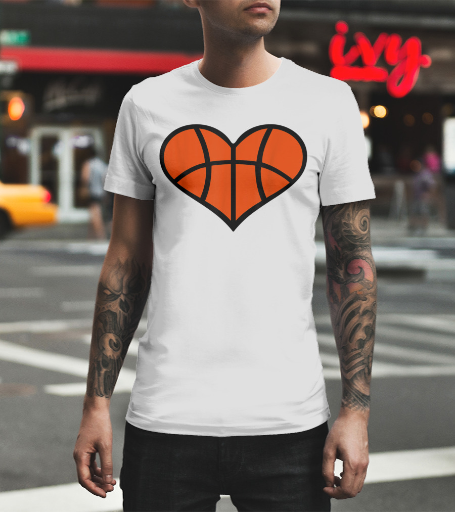 Basketball Heart Shape Orange Ball Lines T-Shirt