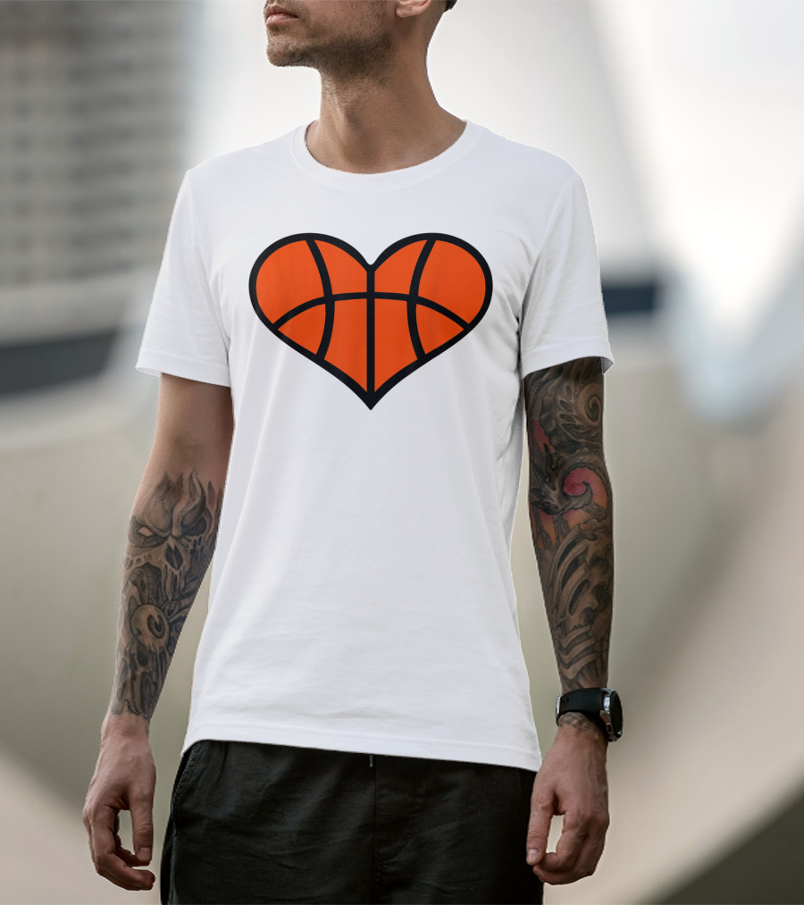 Basketball Heart Shape Orange Ball Lines T-Shirt