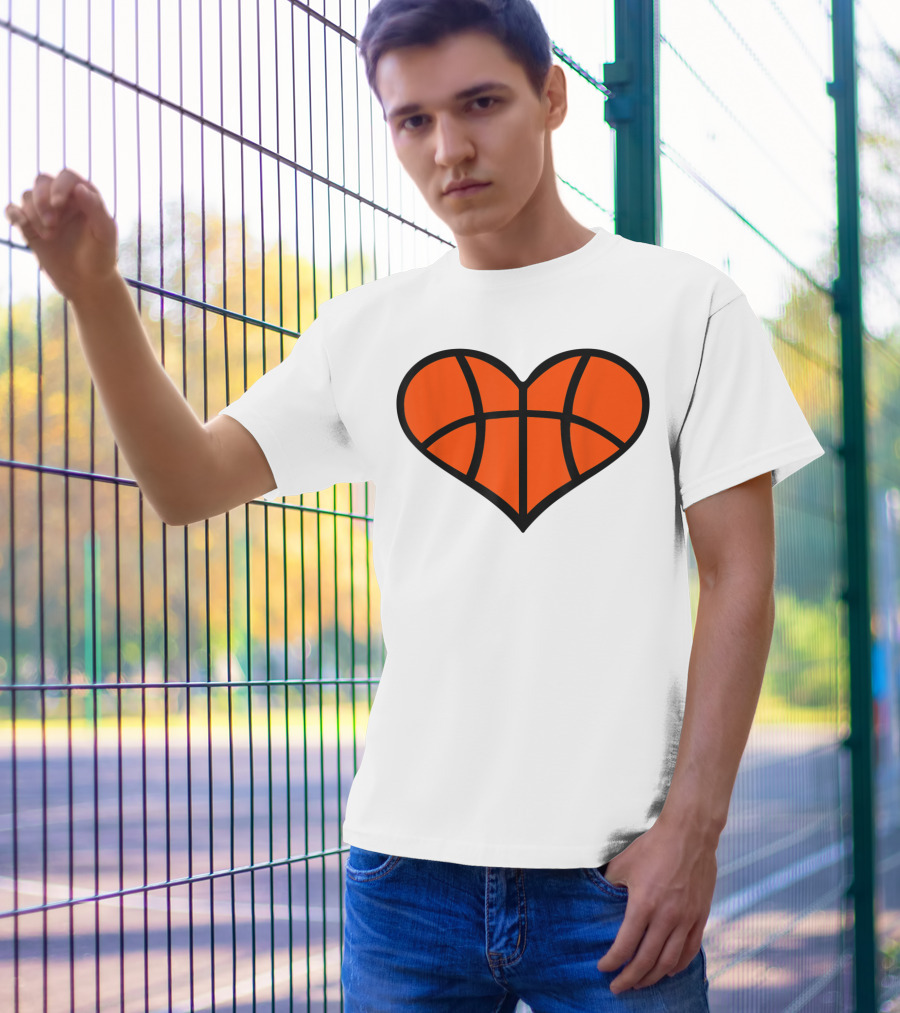 Basketball Heart Shape Orange Ball Lines T-Shirt