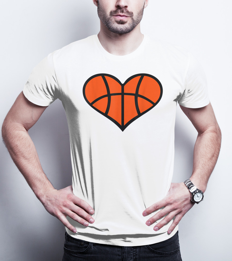 Basketball Heart Shape Orange Ball Lines T-Shirt