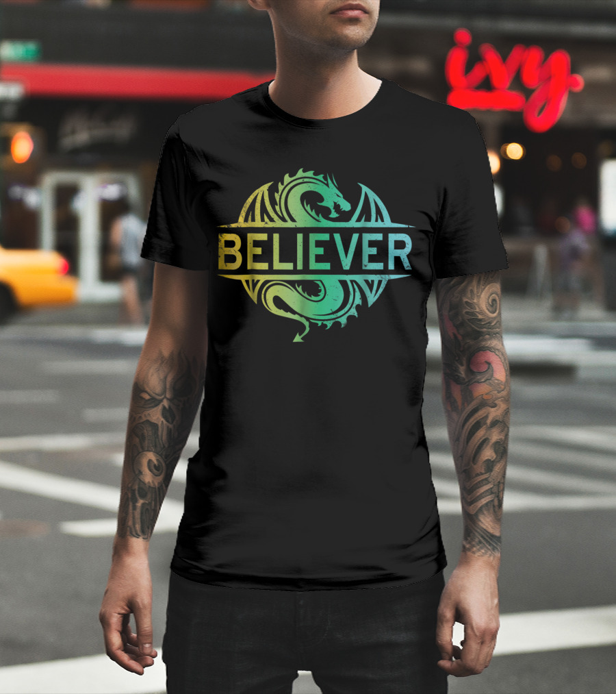 Believer Dragon Gradient Circle T-Shirt