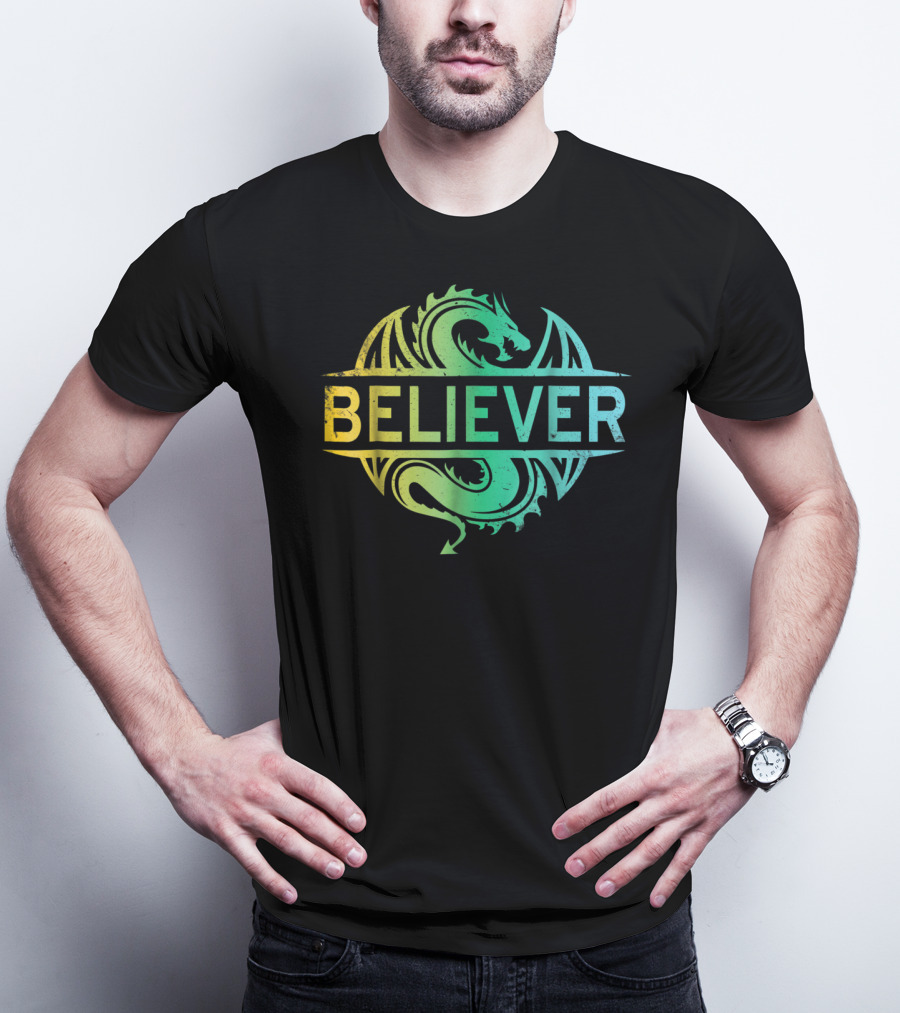 Believer Dragon Gradient Circle T-Shirt
