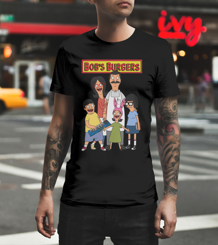 Bob's Burgers Animated Family Group With Bob Linda Tina Gene Louise T-Shirt